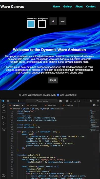 Html Css Animation Waves On Website Canvas Using Javascript Shots