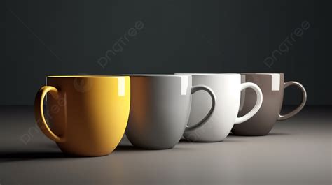 회색 배경에 놓인 5개의 머그컵 3d 그림 빈 커피 머그잔 디자인 목업mockup 고화질 사진 사진 배경 일러스트 및 사진 무료 다운로드 Pngtree