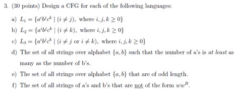 Solved Points Design A CFG For Each Of The Following Chegg Com
