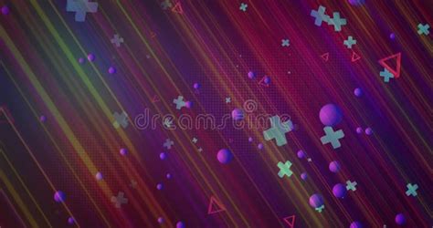 Animation Of Abstract Shapes Over Network Of Light Trails Stock Video