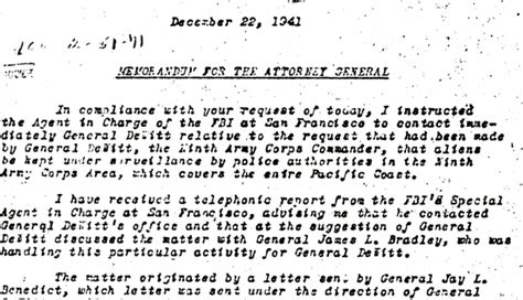 22 Dec 1941 Memo Fbi To Attorney General German American Internee Coalition