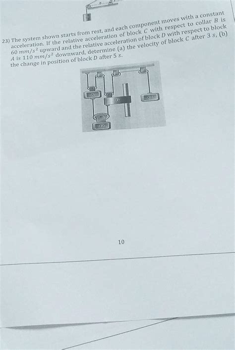 Solved The System Shown Starts From Rest And Each Component Chegg Com