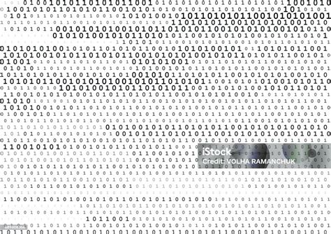 Flux De Fond Noir Et Blanc De Code Binaire Ligne Avec Deux Chiffres Binaires 0 Et 1 Isolé Sur