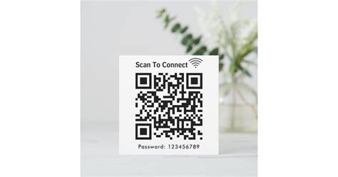 Wifi Scan To Connect Password Qr Code White Invitation Zazzle