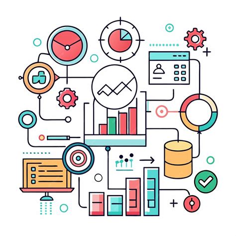 Abstract Illustration With Data Charts Graphs And Icons Interconnected