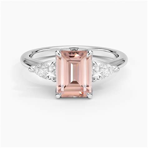 Lab Grown Sapphire Fleur Three Stone Lab Diamond Ring In 18k White Gold