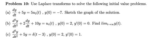 Solved Problem 10 Use Laplace Transforms To Solve The Chegg Com