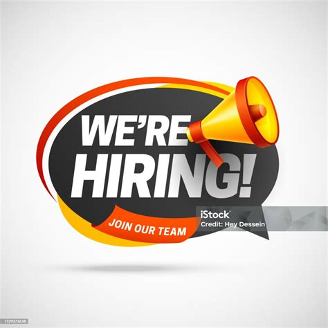 채용 채용 오픈 공석 디자인 정보 라벨 템플릿 우리는 라우드 스피커와 함께 우리의 팀 발표 레터링에 가입 고용하고 있습니다 사람