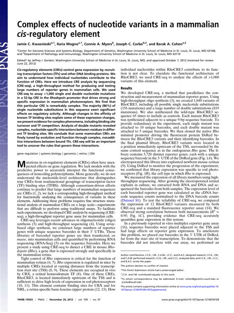 Pdf Complex Effects Of Nucleotide Variants In A Mammalian Cis