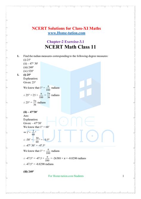 Ncert Solutions For Class 11 Maths Chapter 3 Trigonometric Functions