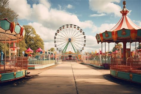 Premium Ai Image Amusement Park With Carousels And Attractions For