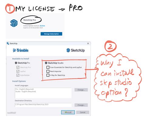 sketchup 2023 i have only pro license why i can choose to install