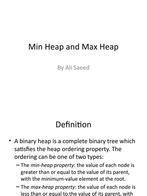 Lecture 3 Min Heap And Max Heap Pdf
