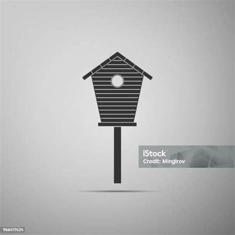 새 집 아이콘 회색 배경에 고립입니다 중첩 상자 버드 새를 위한 건물 수 제 평면 디자인입니다 벡터 일러스트 레이 션 가정 생활에 대한 스톡 벡터 아트 및 기타 이미지