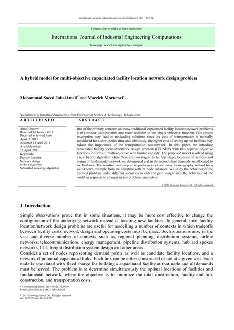 Pdf A Hybrid Model For Multi Objective Capacitated Facility Location
