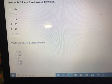 Solved Consider The Following Discrete Random Distribution Chegg