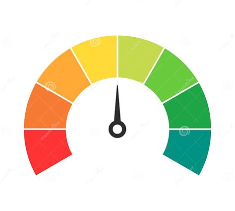 Vector Speedometer Meter With Arrow For Dashboard With Green Yellow Red Indicators Gauge Of