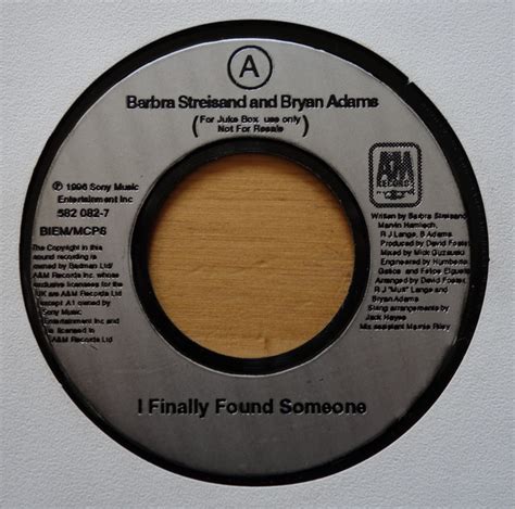 Barbra Streisand And Bryan Adams I Finally Found Someone Vinyl 7