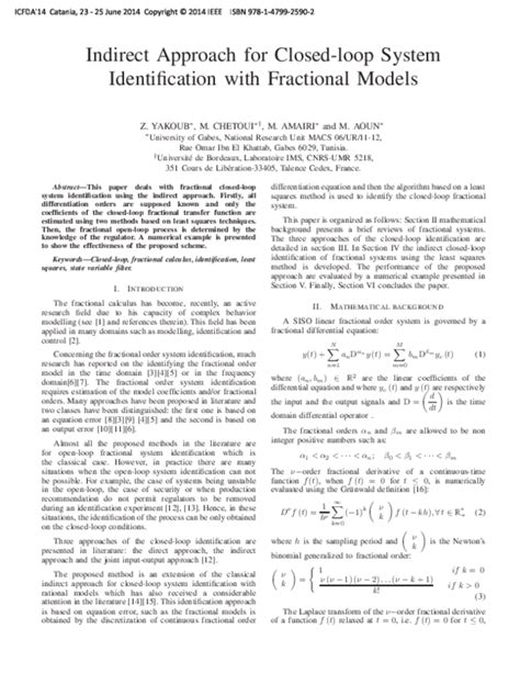 Pdf Indirect Approach For Closed Loop System Identification With