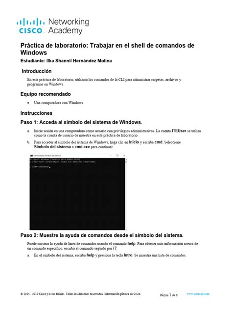 11 4 1 5 Lab Work In The Windows Command Shell 124 Pdf Archivo De Computadora Interfaz
