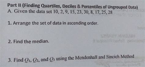 solved part ii finding quartiles deciles and percentiles of ungrouped