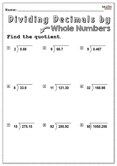 Free Dividing Whole Numbers Worksheet Pdf Download Free Dividing Whole