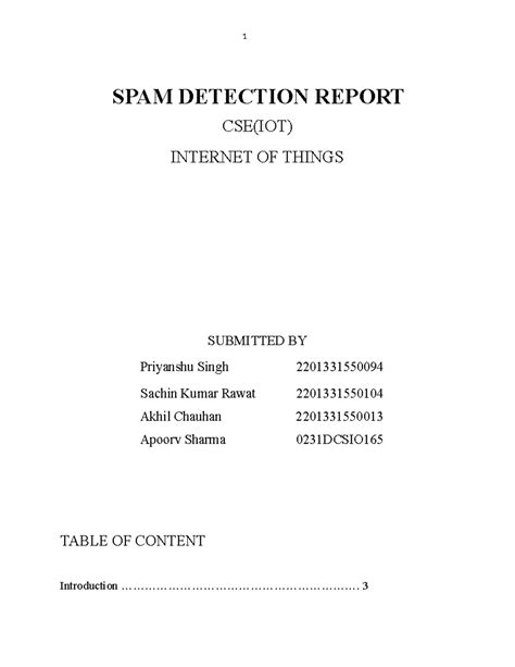 Project Report 2 Jvvjuvj Spam Detection Report Cseiot Internet Of
