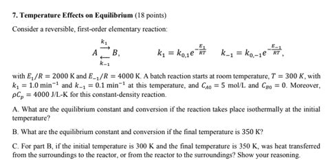 Solved Consider A Reversible First Order Elementary