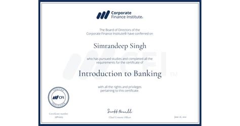 Simrandeep Singh On Linkedin Completed An Introduction To Banking Course By Corporate Finance