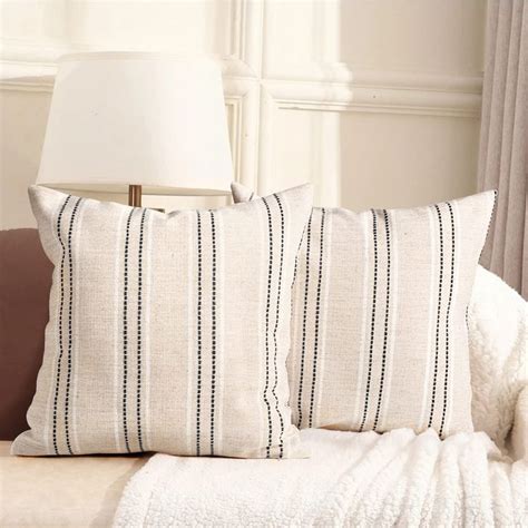 Aels 20x20 Decorative Farmhouse Linen Throw Pillow Covers Boho