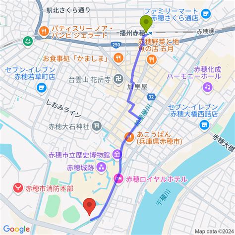 品川リフラ赤穂市民総合体育館の最寄駅播州赤穂駅からの徒歩ルート約26分 MDATA