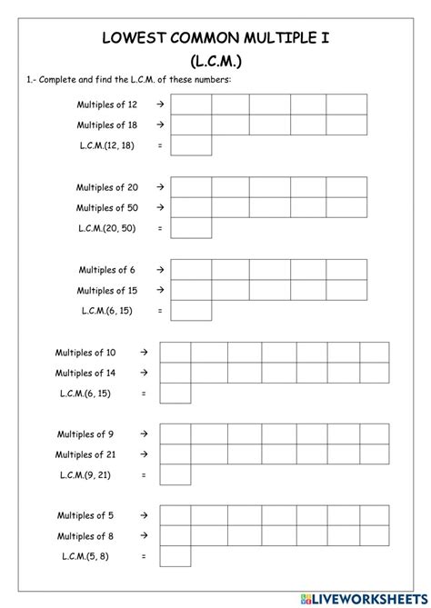 Lowest Common Multiple Worksheets Printable Worksheets