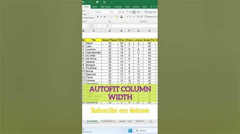 autofit column width excel table shorts youtube