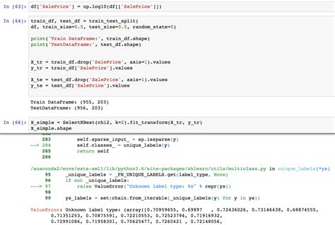 Python Selectkbest Valueerror After Log Transformation Of Target