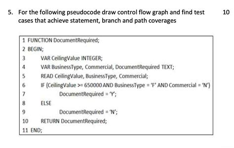 Solved For The Following Pseudocode Draw Control Flow Graph