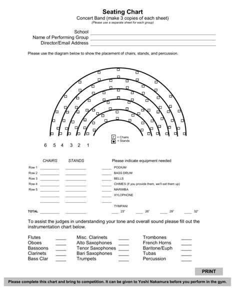 Concert Band Seating Chart Template