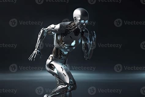 Cyborg Running Fast Artificial Intelligence Robot Future Technology Humanoid Machine 21555954