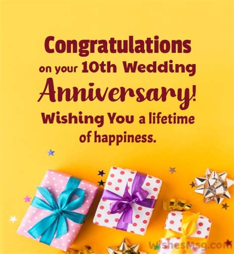 10th Wedding Anniversary Wishes For Couple