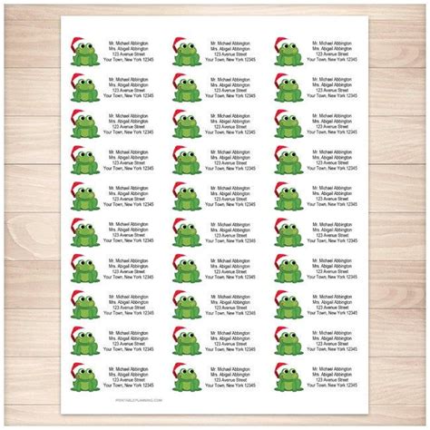 Printable Christmas Frog Address Labels Santa Hat Personalized Holiday 2 5 8 X 1 Return