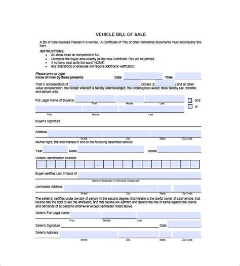 Free Printable Bill Of Sale As Is No Warranty Download Free Printable