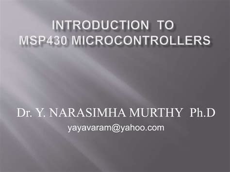 Introducion To Msp430 Microcontrollerpptx