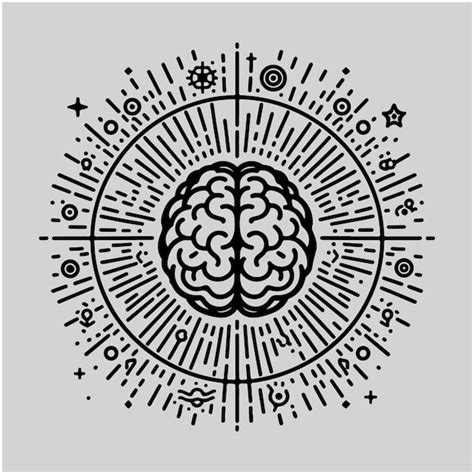 Premium Vector Human Brain Surrounded By Rays Vector Line Icon Vector Illustration