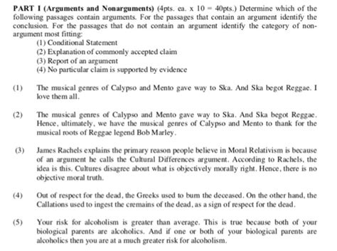 solved part i arguments and nonarguments 4pts ea x
