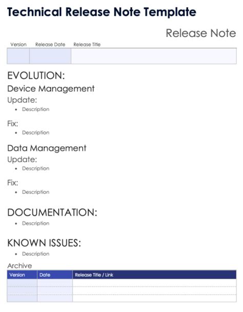 Free Release Notes Templates Software App Product And Project