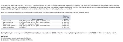 Solved Calculate The Activity Variances For March And
