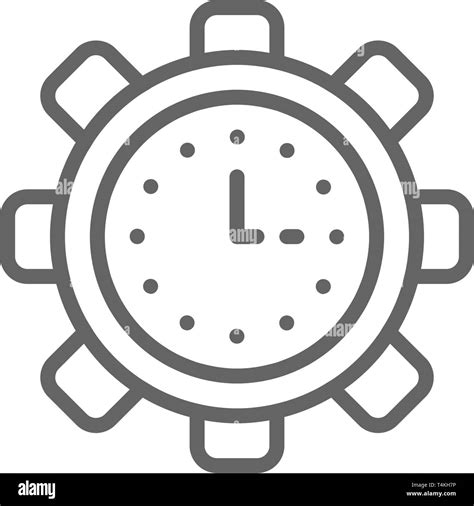Clock In Gear Tech Watch Productivity Efficiency Time Management Line Icon Stock Vector