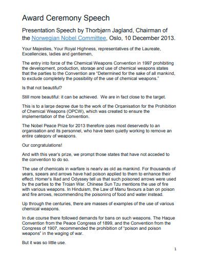 11 Award Ceremony Speech Examples To Download