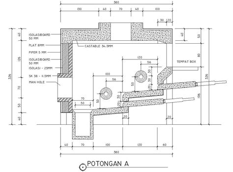 2d Design Of Cross Section A Of The Incinerator Structure In Autocad Drawing Cad File Dwg File