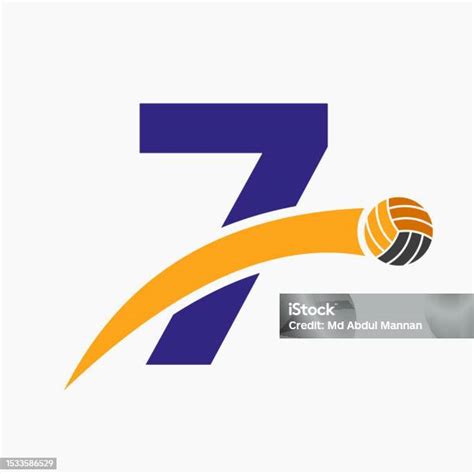 움직이는 배구 공 아이콘이 있는 편지 7에 배구 엠블럼 배구 공 기호 Championship에 대한 스톡 벡터 아트 및 기타 이미지 Championship 건강한 생활