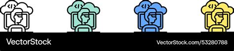 Developer Icon Outline Green Blue And Yellow Vector Image